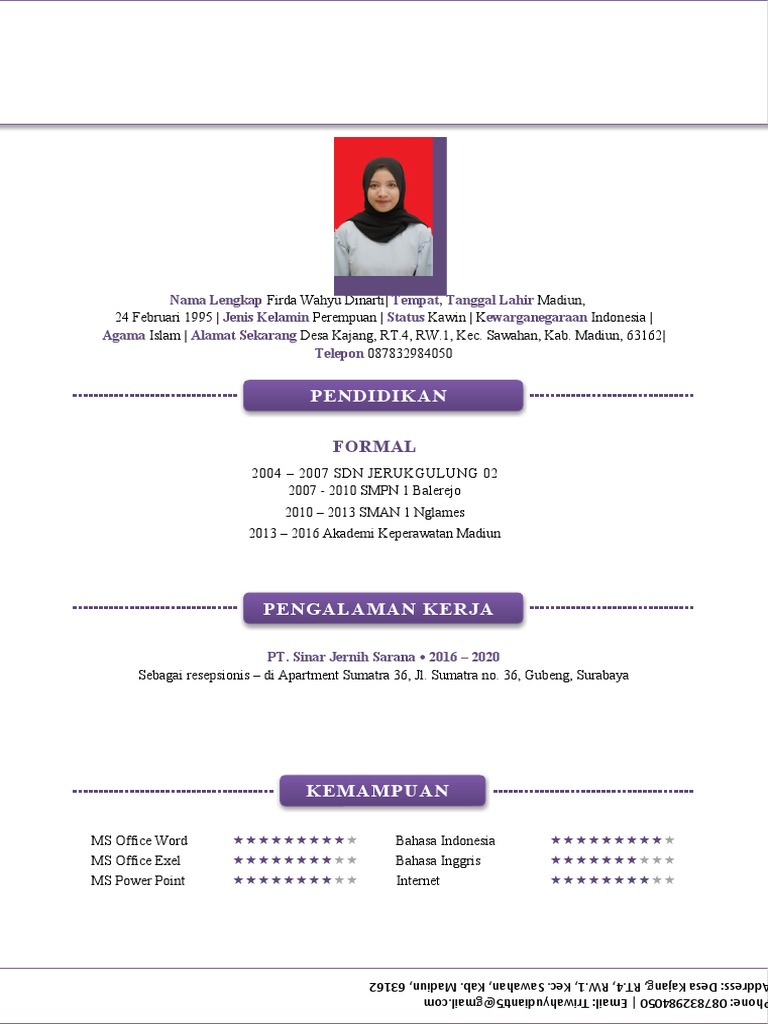 Curiculum Vitae Firda Wahyu Dinarti | PDF