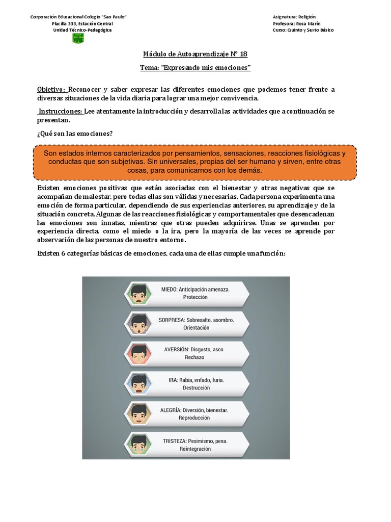 Emociones 4 | PDF | Las emociones | Aprendizaje