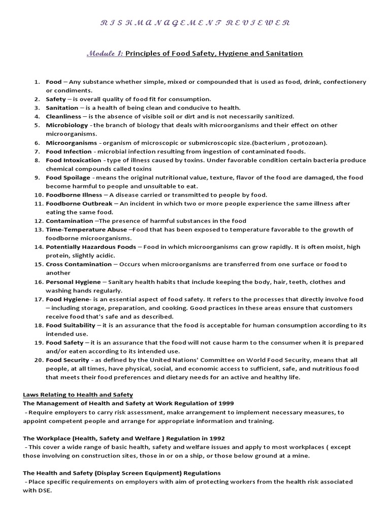 Principles of Food Safety, Hygiene and Sanitation: Riskmanagement ...