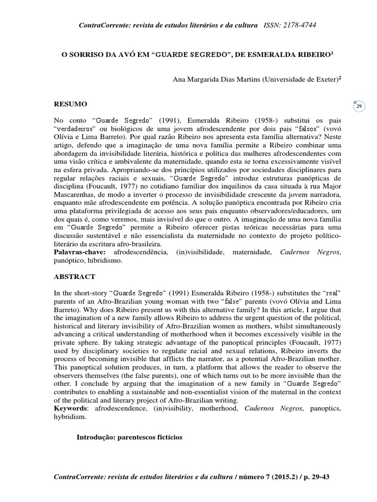 O Sorriso Da Avó em "Guarde Segredo", de Esmeralda Ribeiro | PDF ...