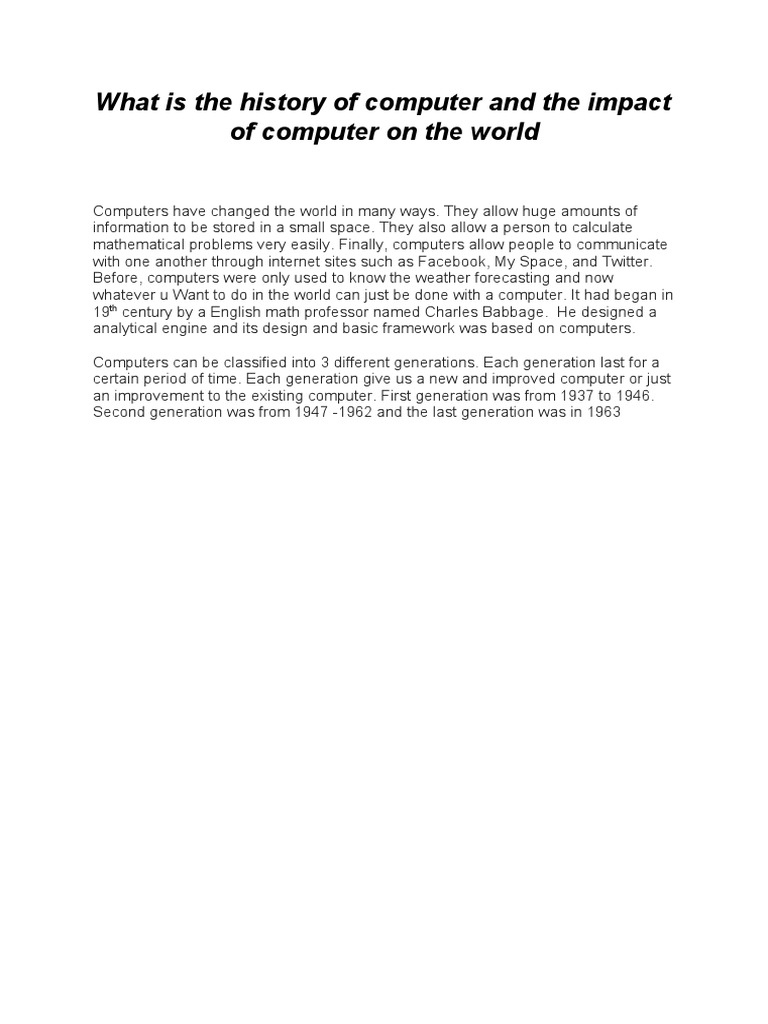 Ins History and Impact of Computer | PDF