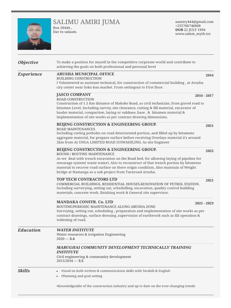 Islam CV | Download Free PDF | Road | Engineering