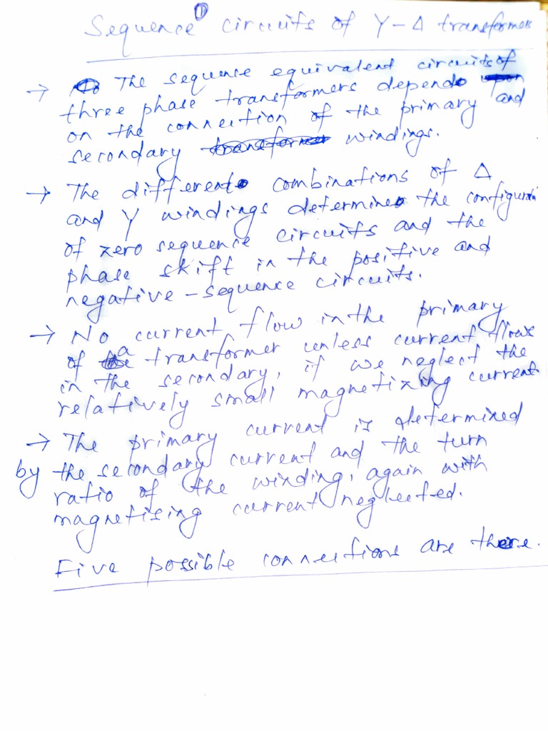 Sequence Circuits of Star Delta Transformers | PDF
