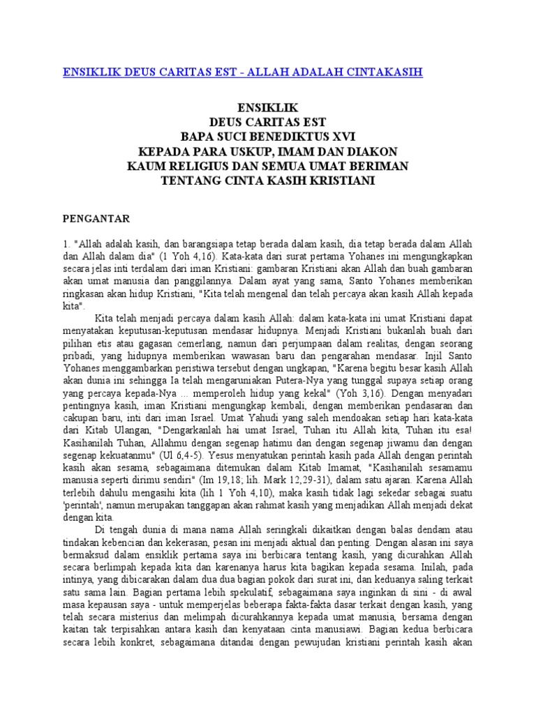 Ensiklik Deus Caritas Est | PDF
