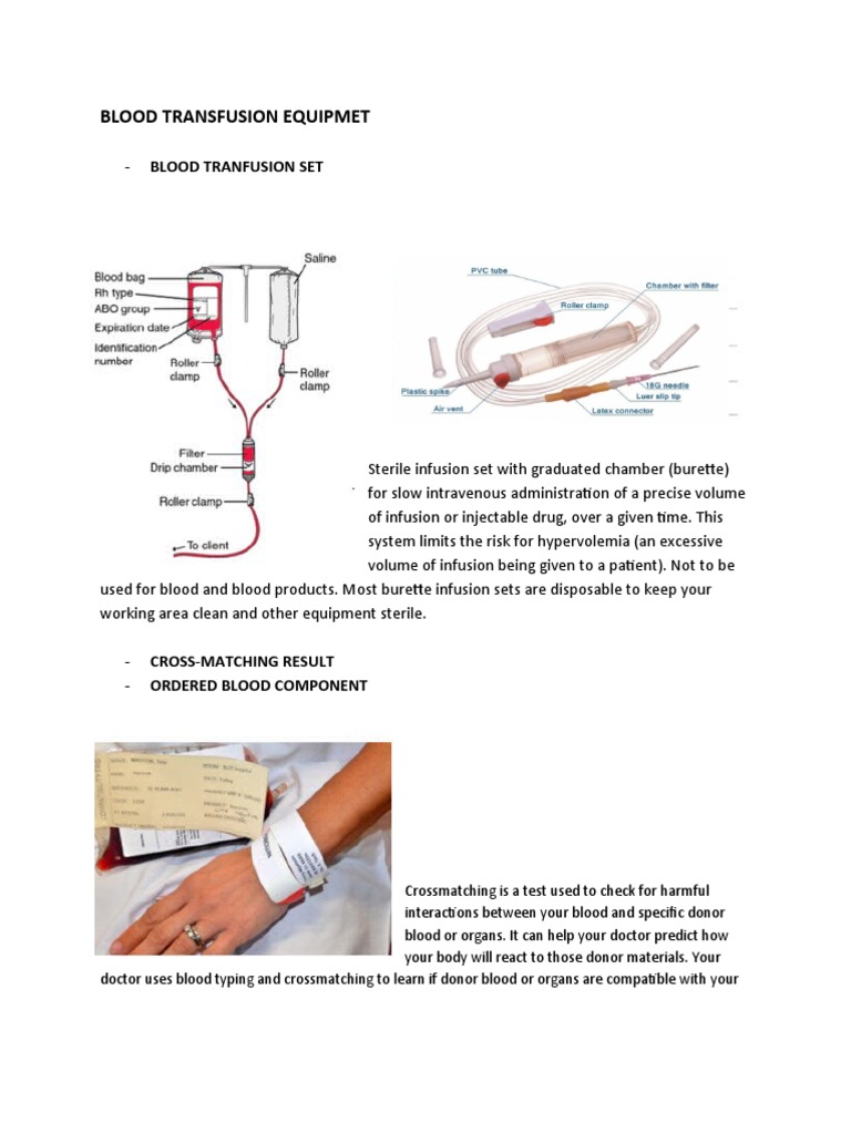 Blood Transfusion Equipment Overview | PDF