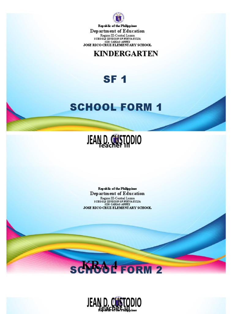 SF1 School Form 1: Kindergarten | PDF