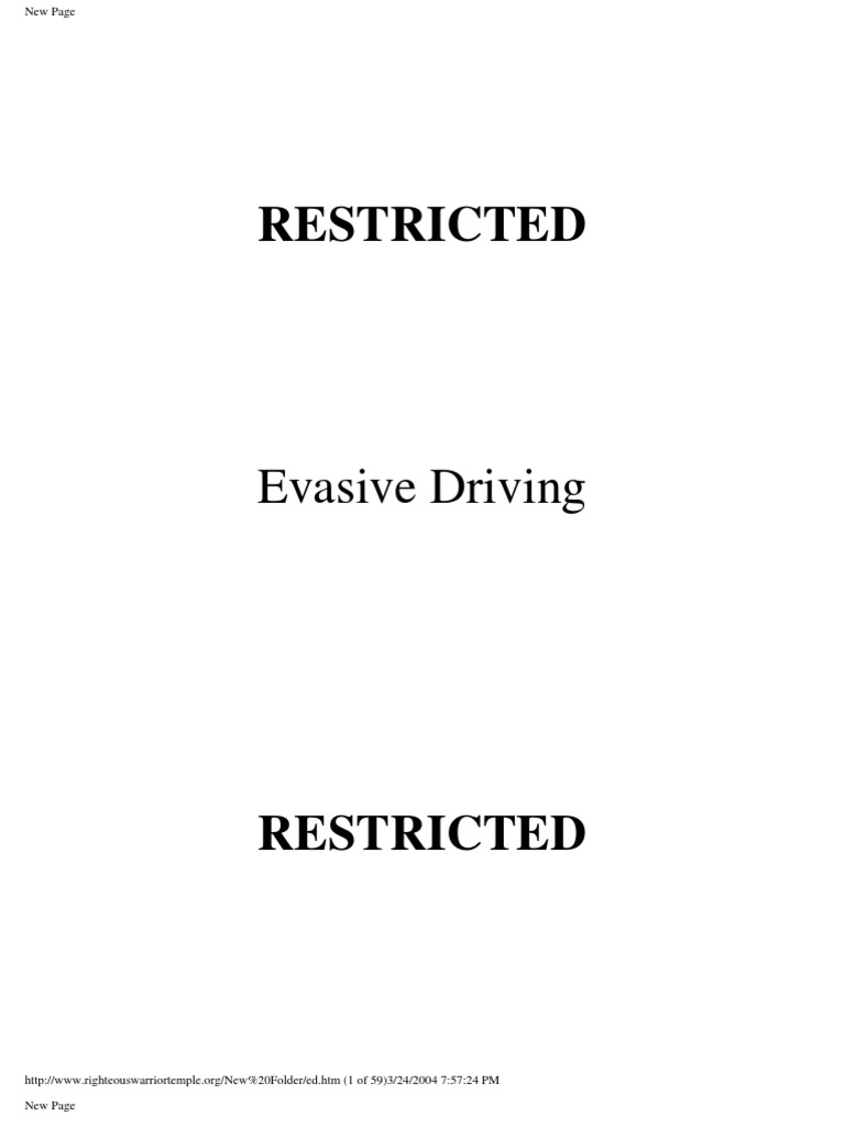 0 - Evasive Driving Techniques | PDF | Traffic | Driving