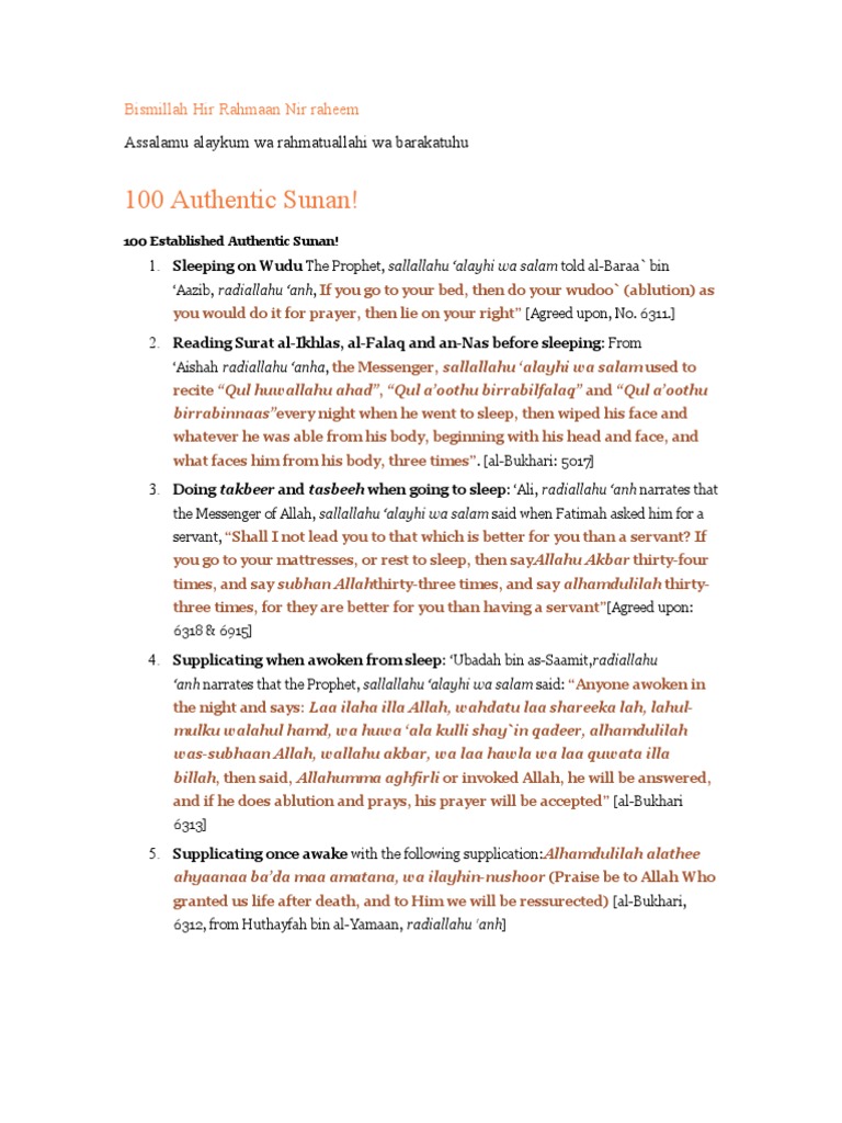 100 Authentic Sunnah! | PDF | Muhammad | Sharia