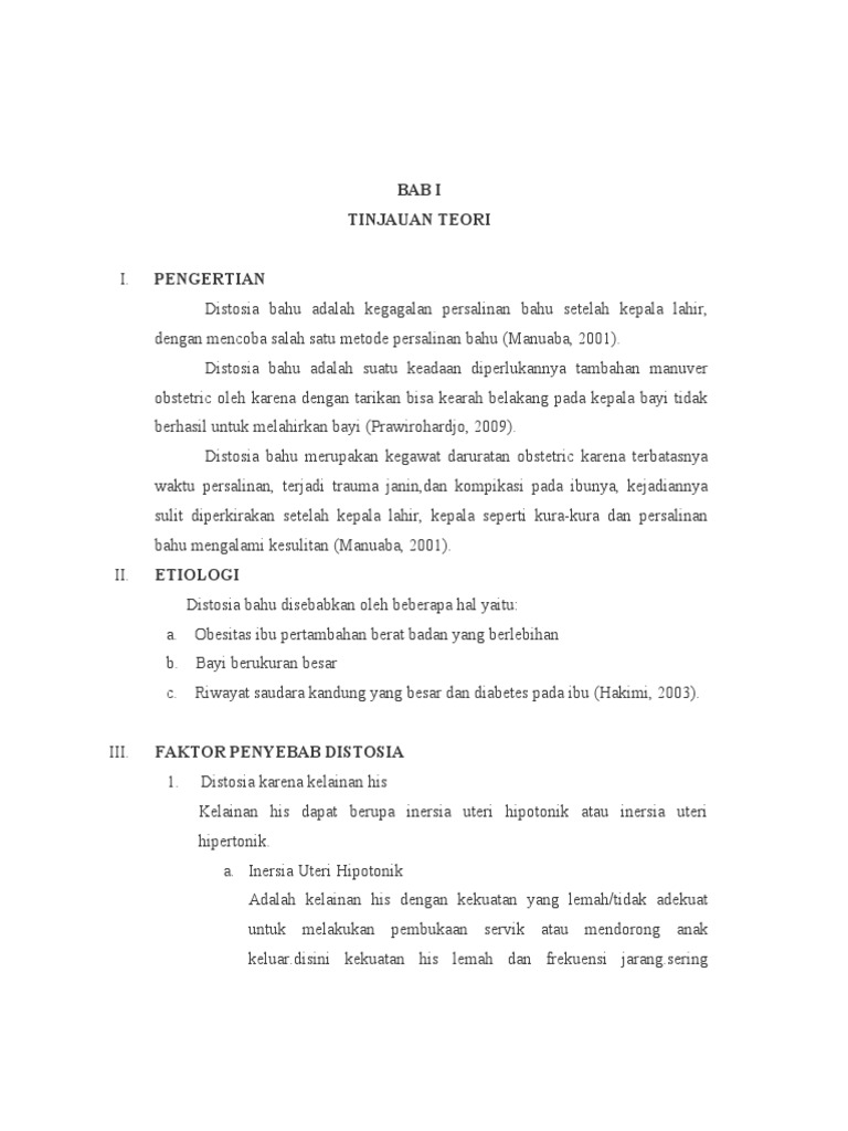 Penanganan dan Penyebab Distosia Bahu | PDF