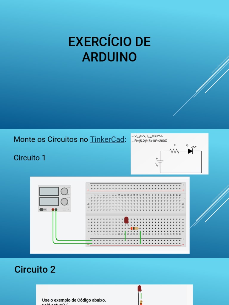 Exercicios de Arduino | PDF | Métodos y materiales de enseñanza | Computadoras