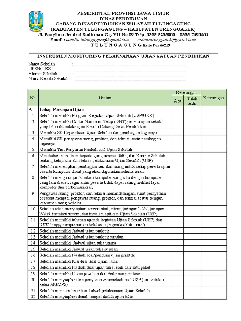 Instrumen - MONEV USP - 2023 | PDF