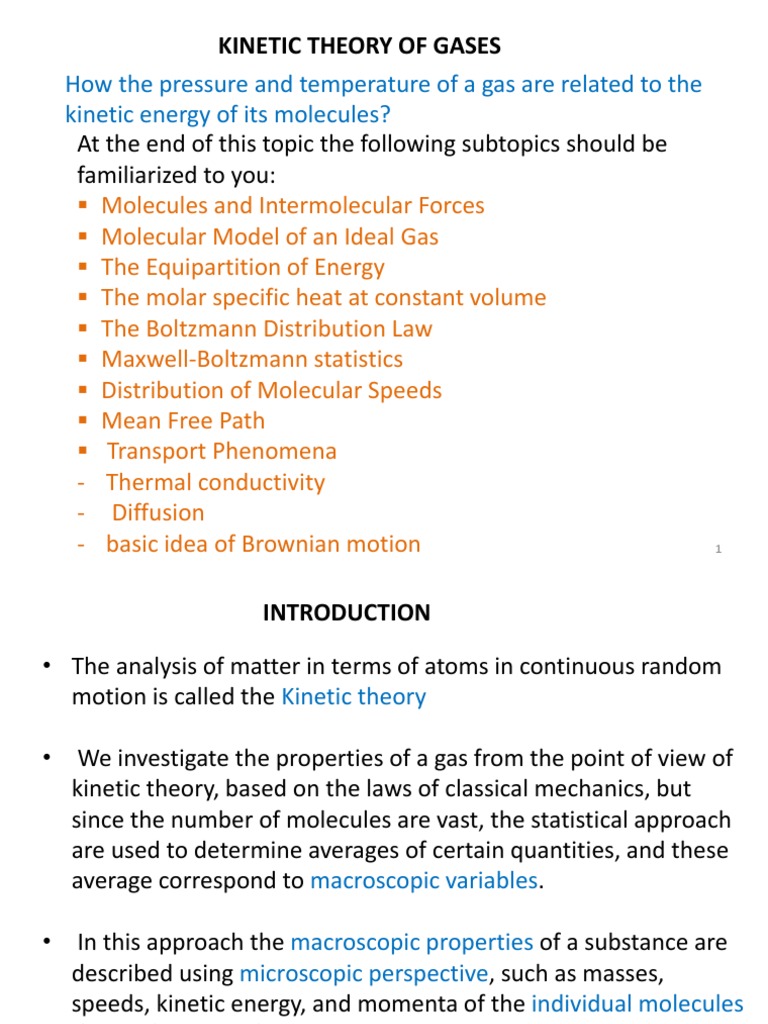 Understanding the Relationship Between Molecular Kinetics and ...