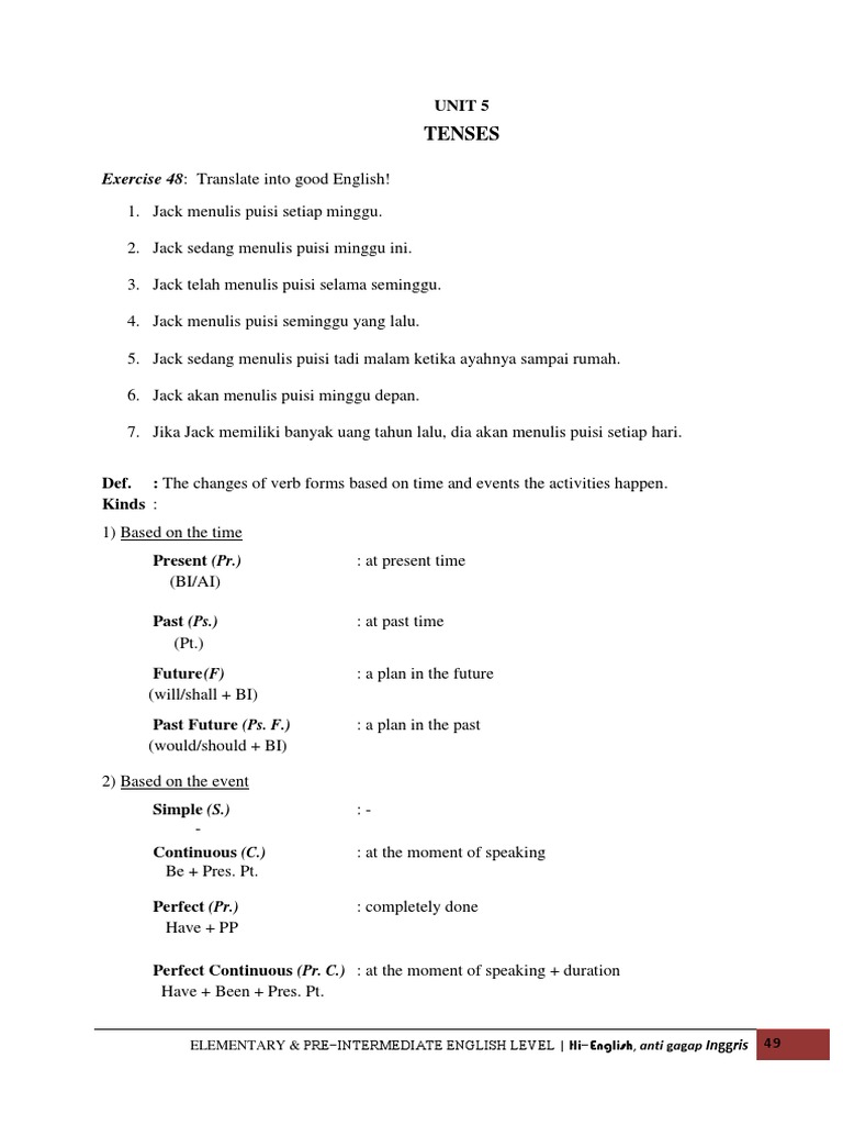 Tenses: Exercise 48: Translate Into Good English! | PDF | Question ...