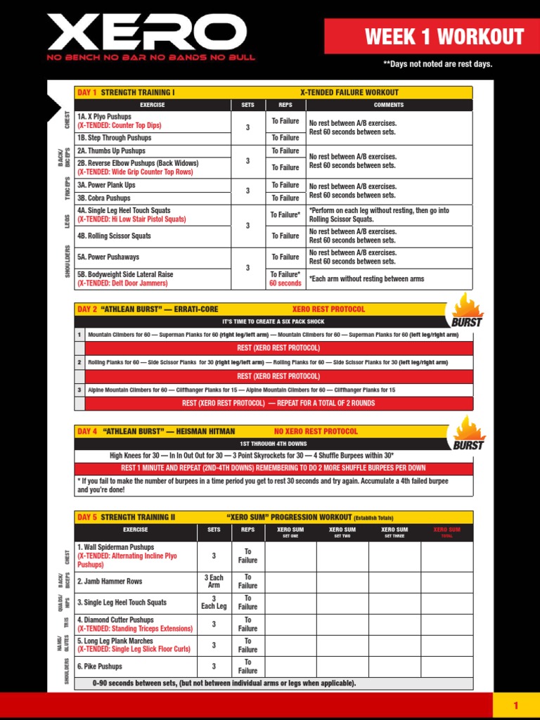 Week 1 Workout: Strength Training I X-Tended Failure Workout | PDF ...