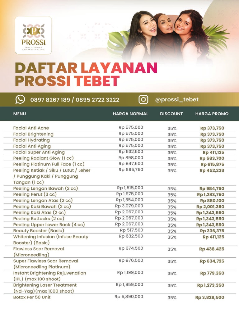 (PL) Price List Treatment Prossi - Tebet (Updsep) | PDF