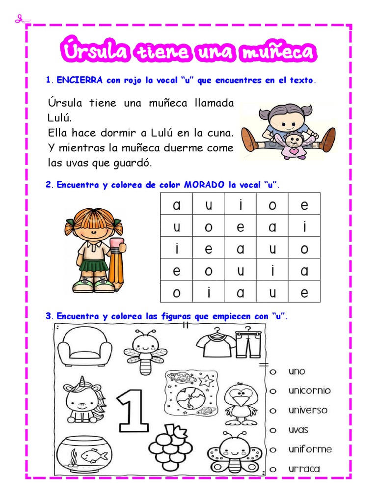 Hoja De Trabajo De La Vocal Corta U
