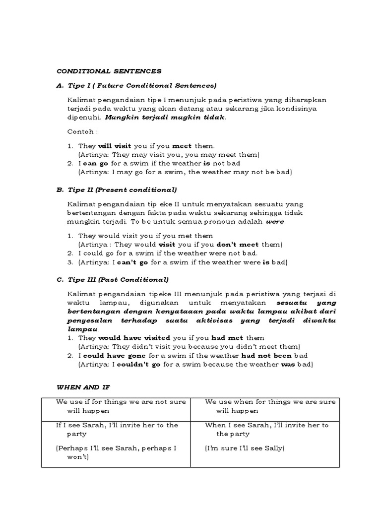 CONDITIONAL SENTENCES GUIDE | PDF | Languages | Foreign Language Studies