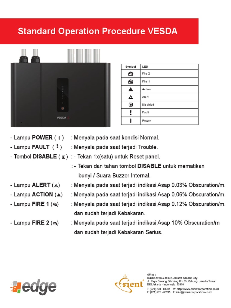 VESDA Alarm Panel Indicator Lights and Functions | PDF