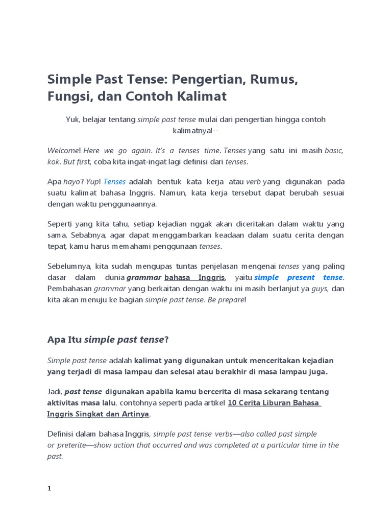 Simple Past Tense | PDF | Seni & Disiplin Bahasa | Kajian Bahasa Asing