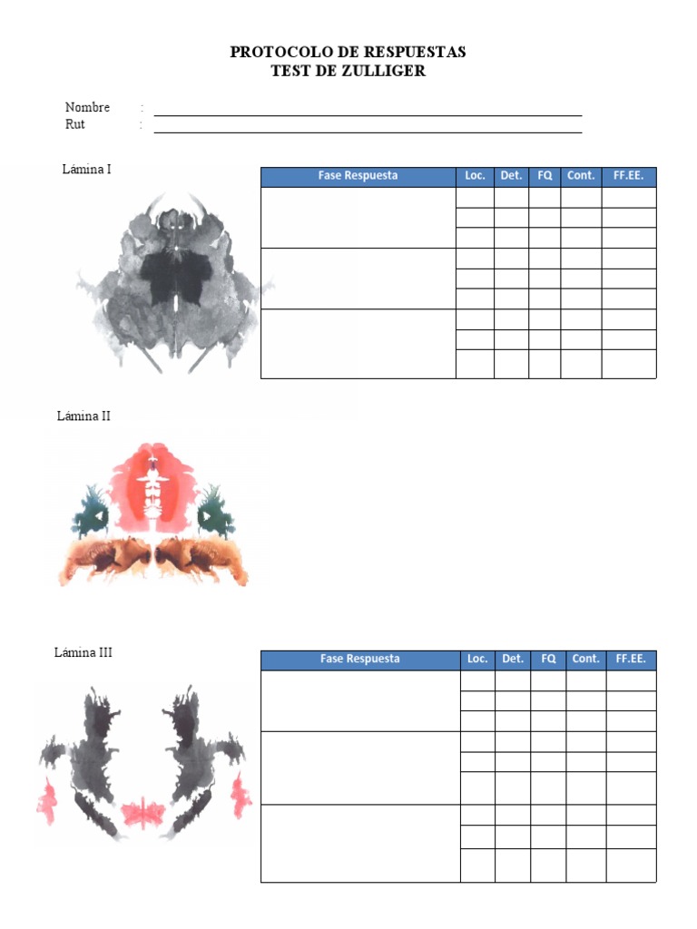 Protocolo de Respuestas Test de Zulliger | PDF