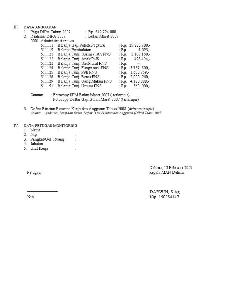 Data Anggaran Keuangan | PDF