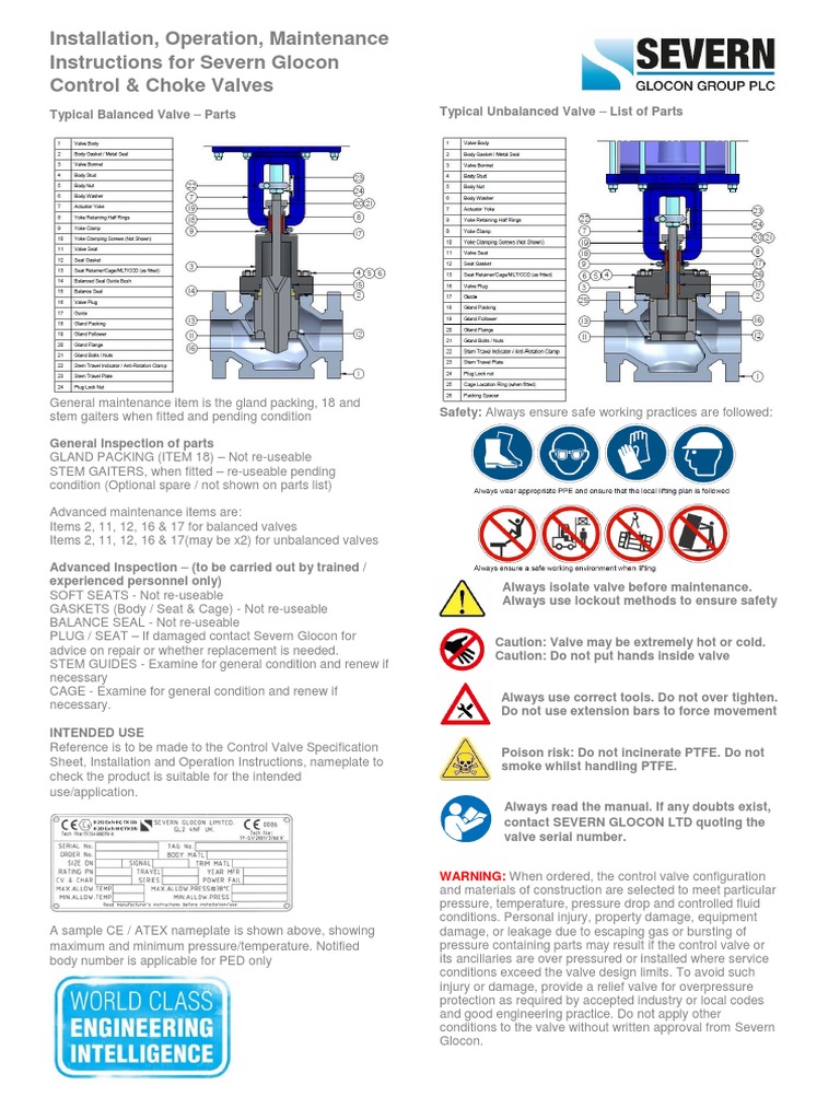 Severn Glocon General IOM Final 09.08.2019 | PDF | Valve | Mechanical Engineering