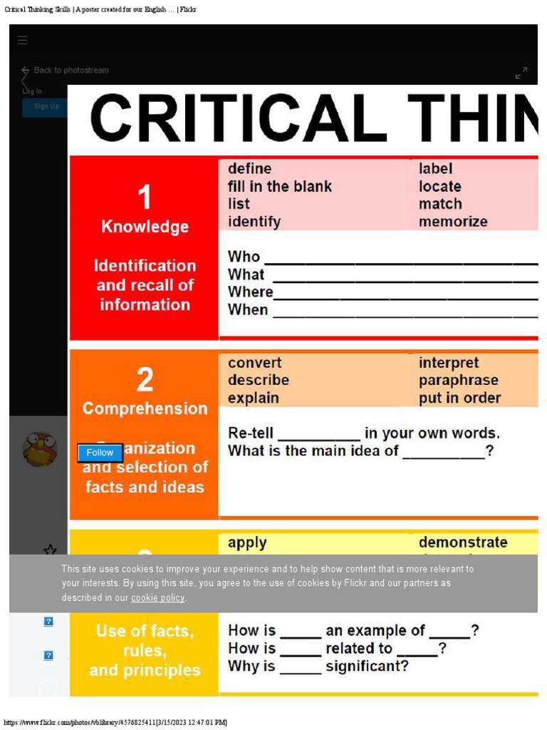Critical Thinking Skills A Poster Created For Our English Flickr | PDF ...