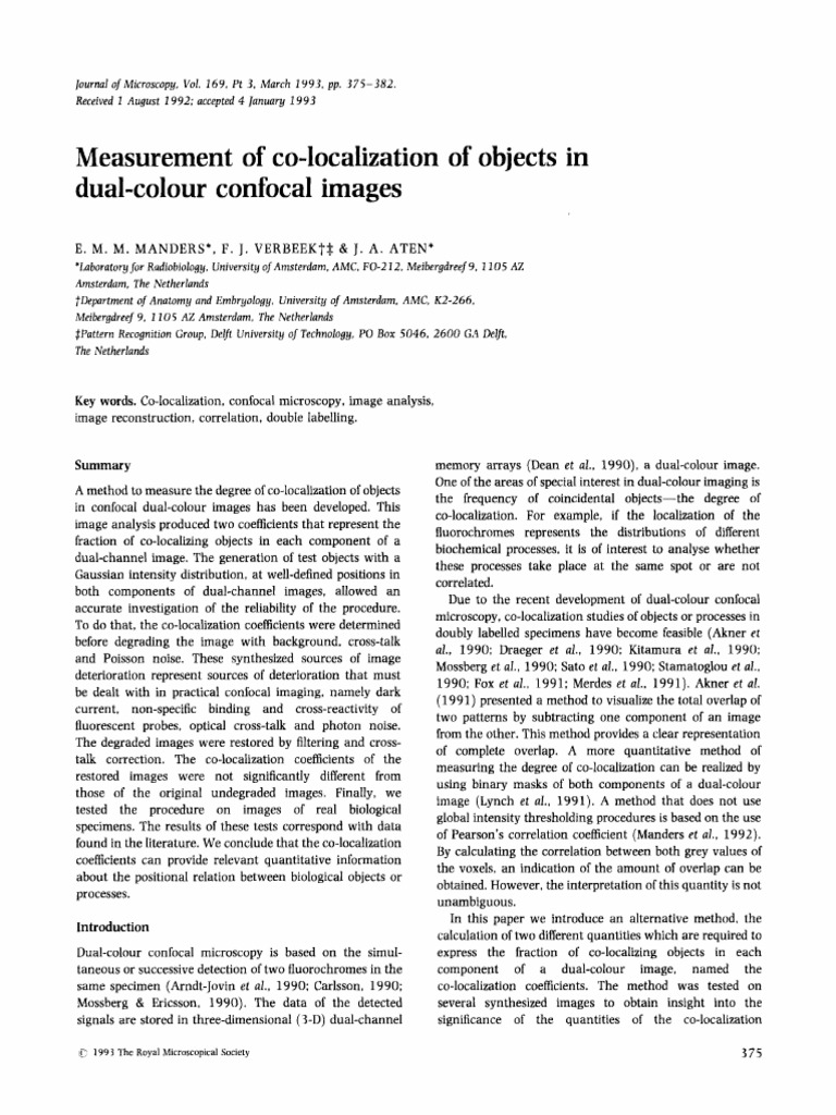 Measurement of Co-Localization of Objects in Dual-Colour Confocal ...