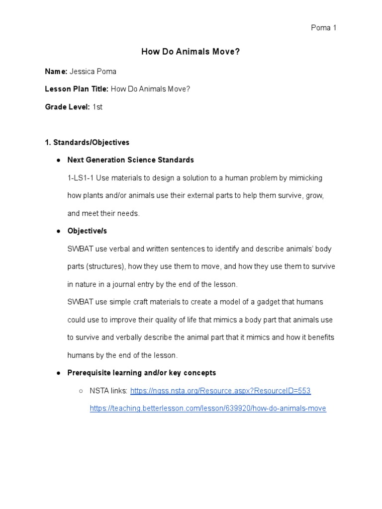 1st Grade Animal Movement Lesson | PDF | Pinniped