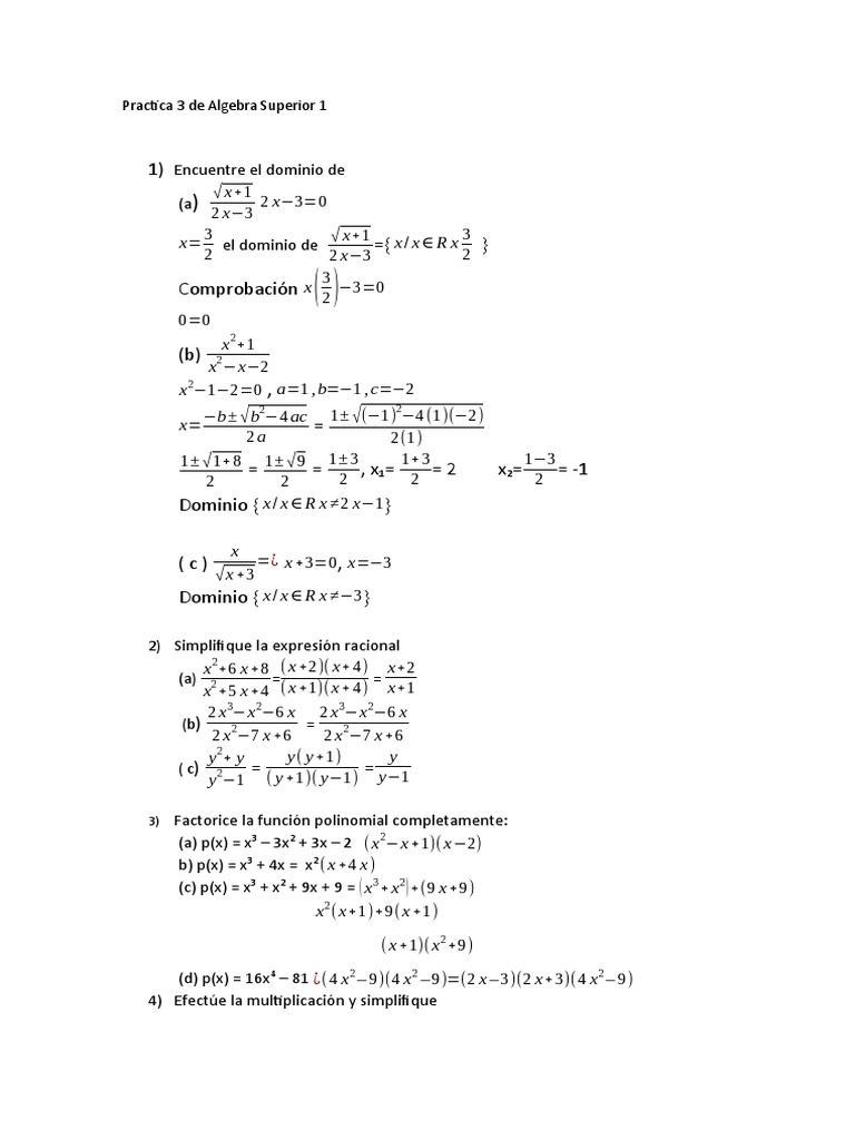 Practica 3 de Algebra Superior 1 | PDF | Álgebra | Matemáticas