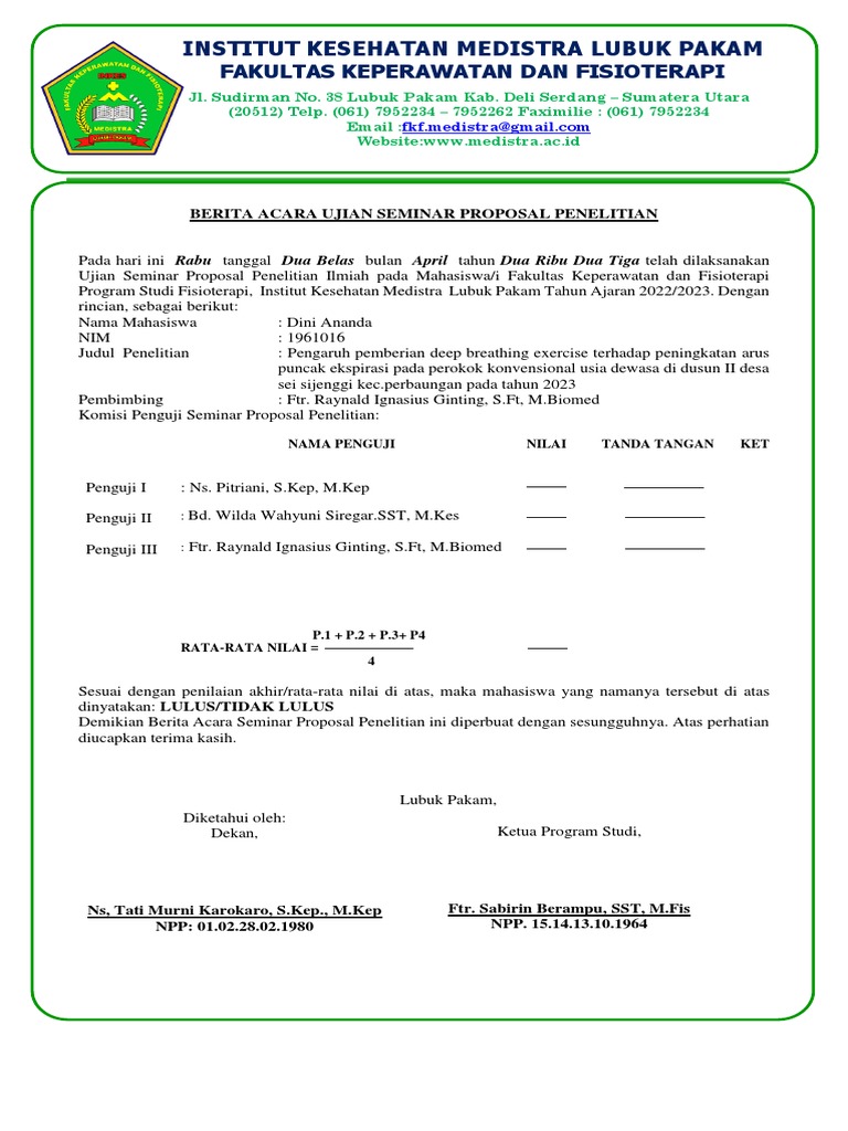 BERITA ACARA PROPOSAL (dini) | PDF