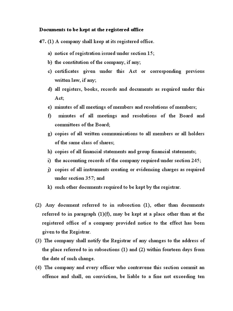 Requirements for Company Registered Office | PDF | Justice | Crime ...