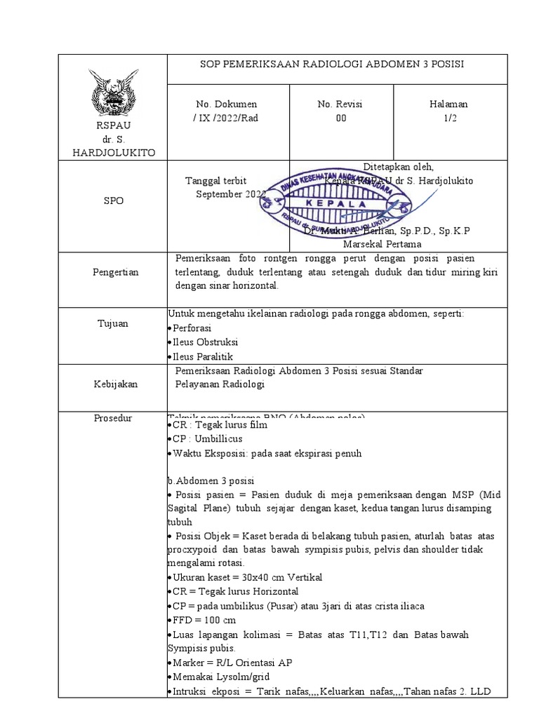 Sop Pemeriksaan Abdomen | PDF