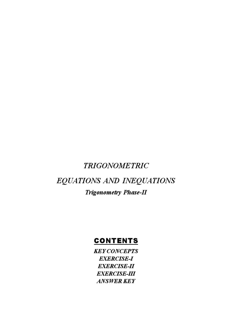 Trig-2 (Trigonometric Equations & Inequations) | PDF | Trigonometric ...