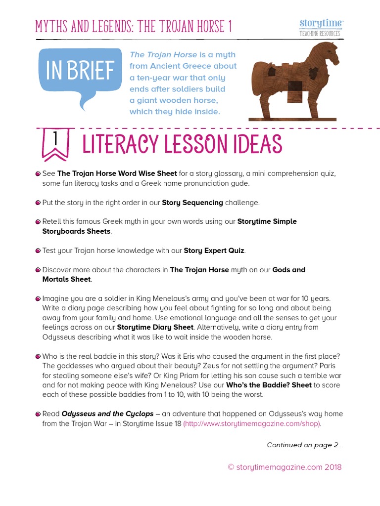 Storytime School Magazine Issue 49 Teaching Resource Pack The Trojan ...