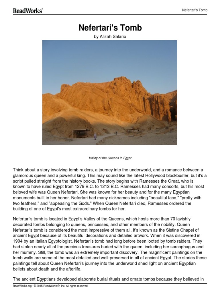 Reading Day 1, Nefertari's Tomb Answers | PDF | Ancient Egyptian Religion | Ancient Egypt