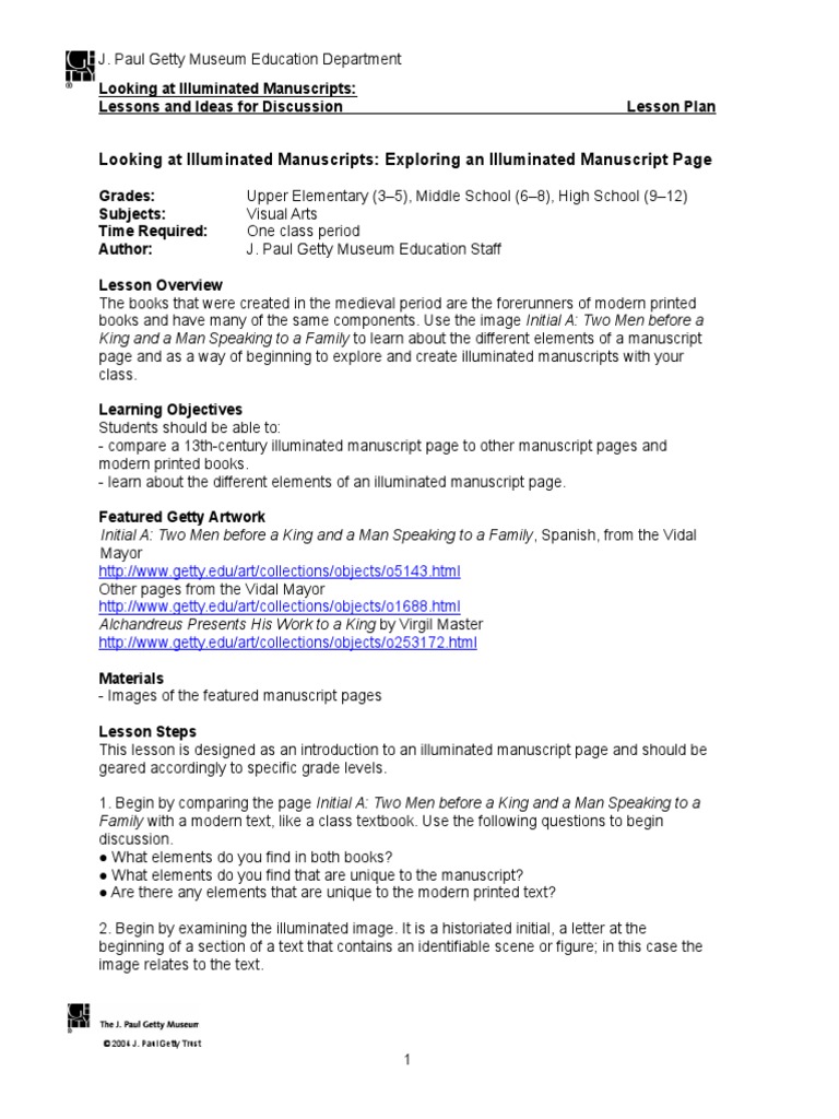 Manuscripts Lesson01 | Download Free PDF | Manuscript | Paintings