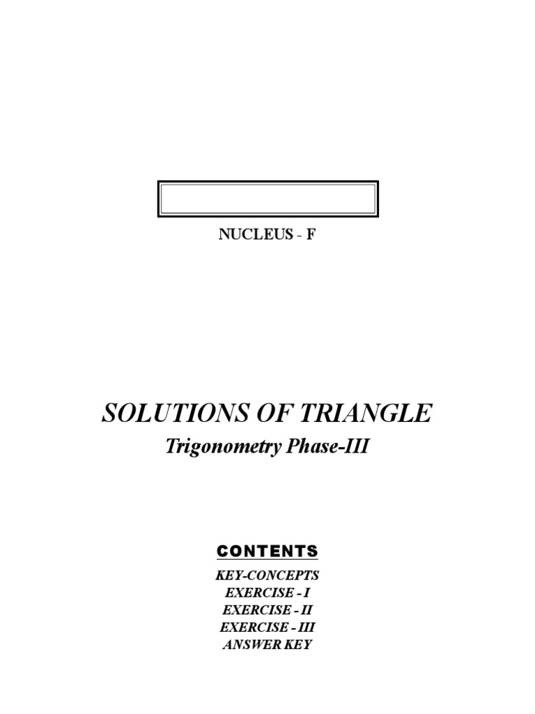 Trig-3 (Solutions of Triangle) For F-BATCH | PDF | Trigonometric Functions | Triangle