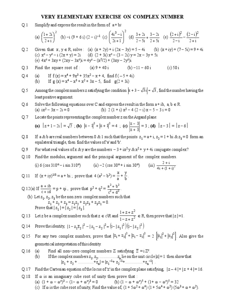 Very Elementary On Complex Number | PDF | Complex Number | Complex Analysis