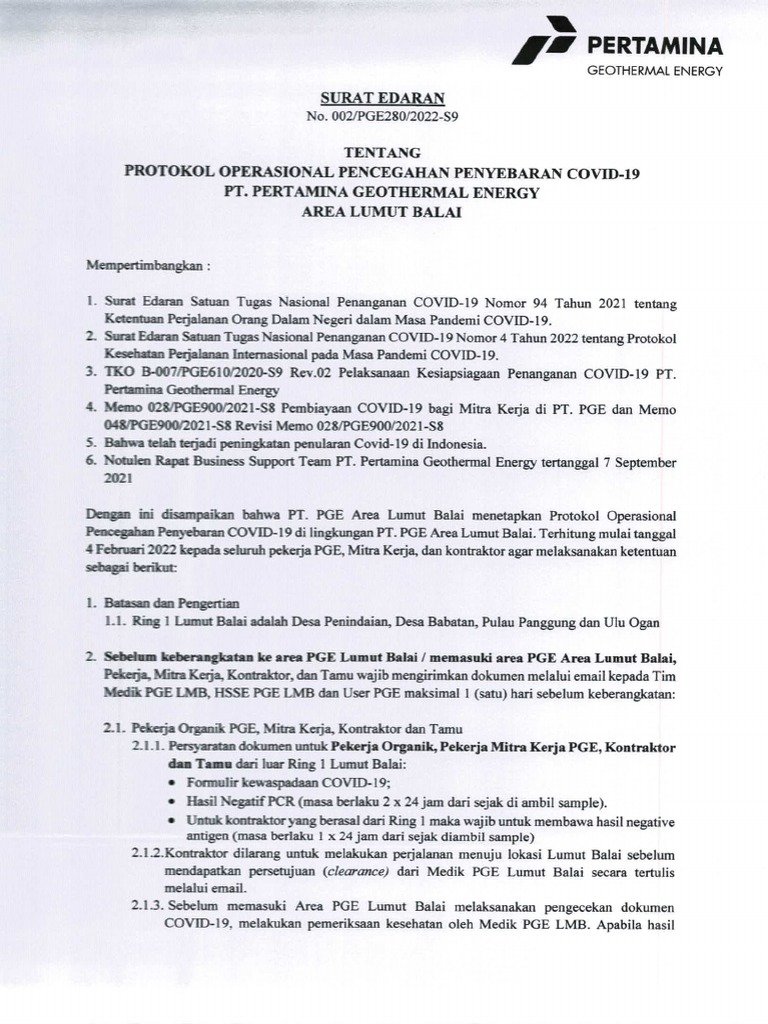 Surat E-002 Protokol Pencegahan COVID-19 Signed | PDF