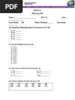 Class 5 Maths Revision Worksheet 1 CH 1, 2 (.05.23) | PDF | Subtraction ...