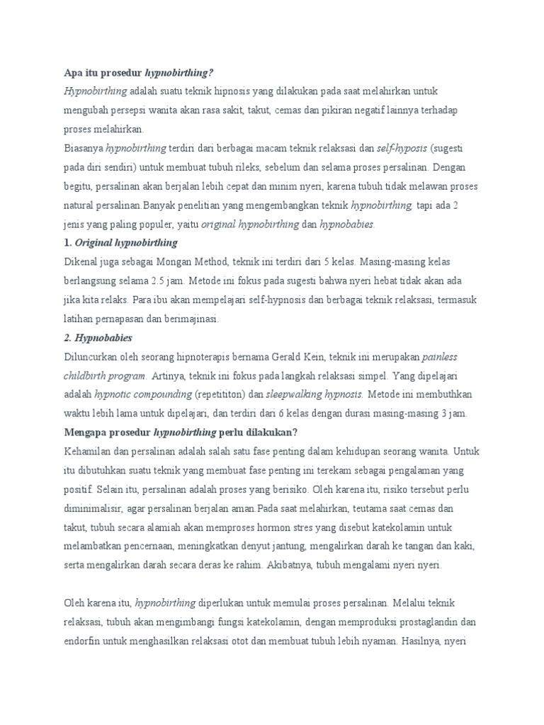 Materi Hypnobirthing | PDF