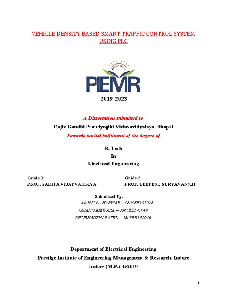 Vehicle Density Based Smart Traffic Control System Using PLC | PDF ...