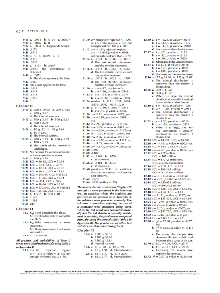 Statistics Answer Keys | PDF