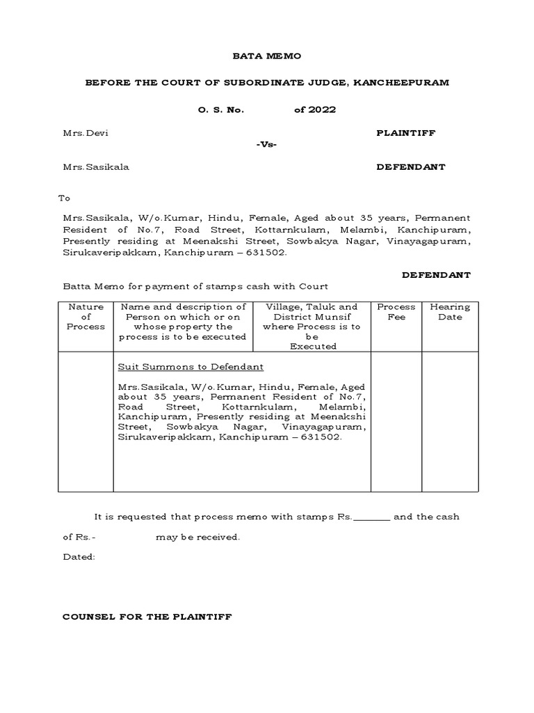 Devi VS Sasikala Bata Memo | PDF
