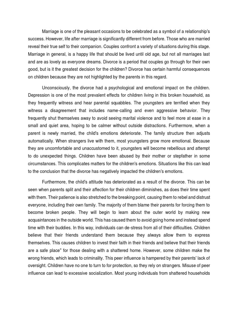 Essay Divorce | PDF | Divorce | Marriage