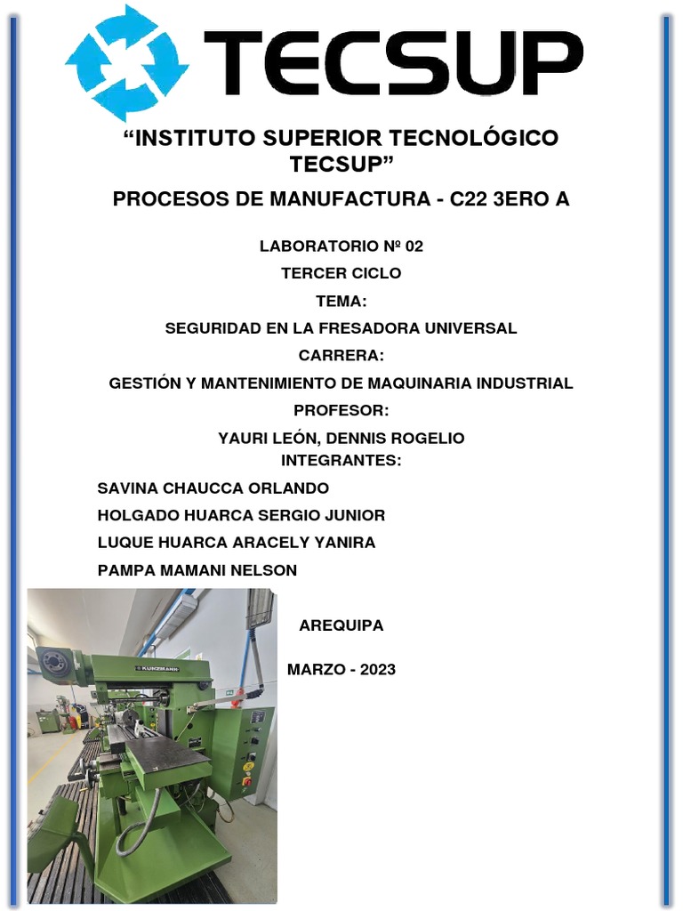Instituto Superior Tecnológico Tecsup (Grupo3) | PDF | Control numerico ...