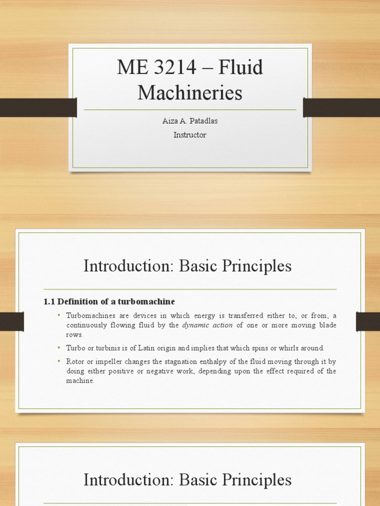 ME 3214 - Fluid Machineries: Aiza A. Patadlas Instructor | PDF | Turbomachinery | Turbine