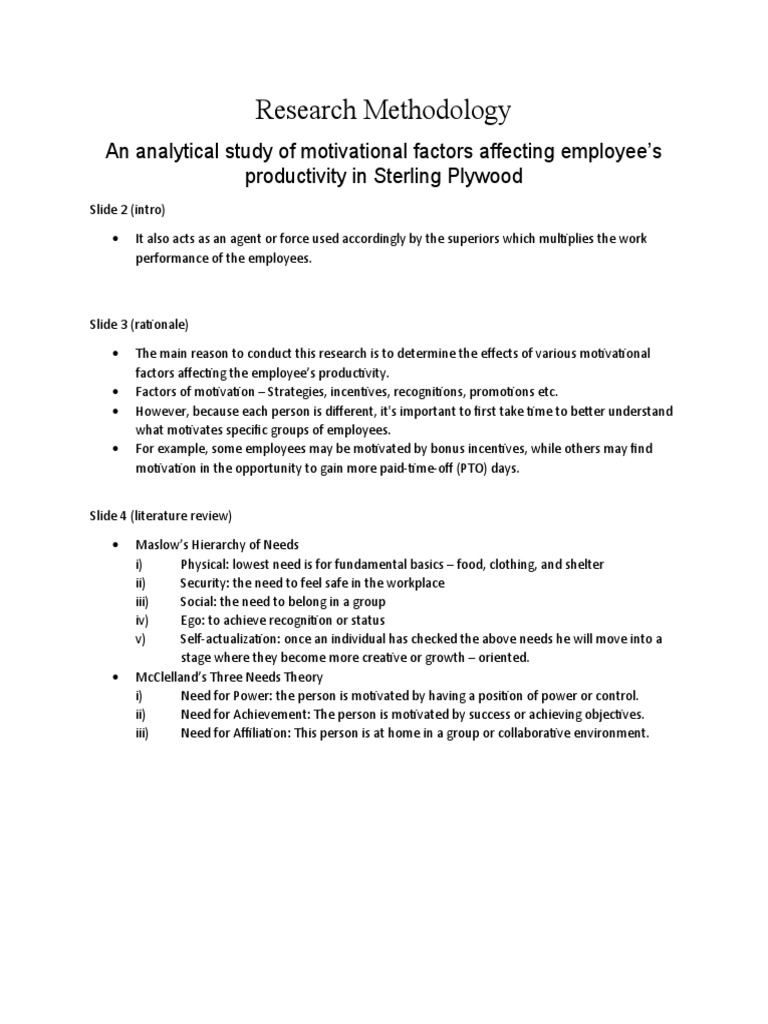 Research Methodology project | PDF | Motivation | Motivational