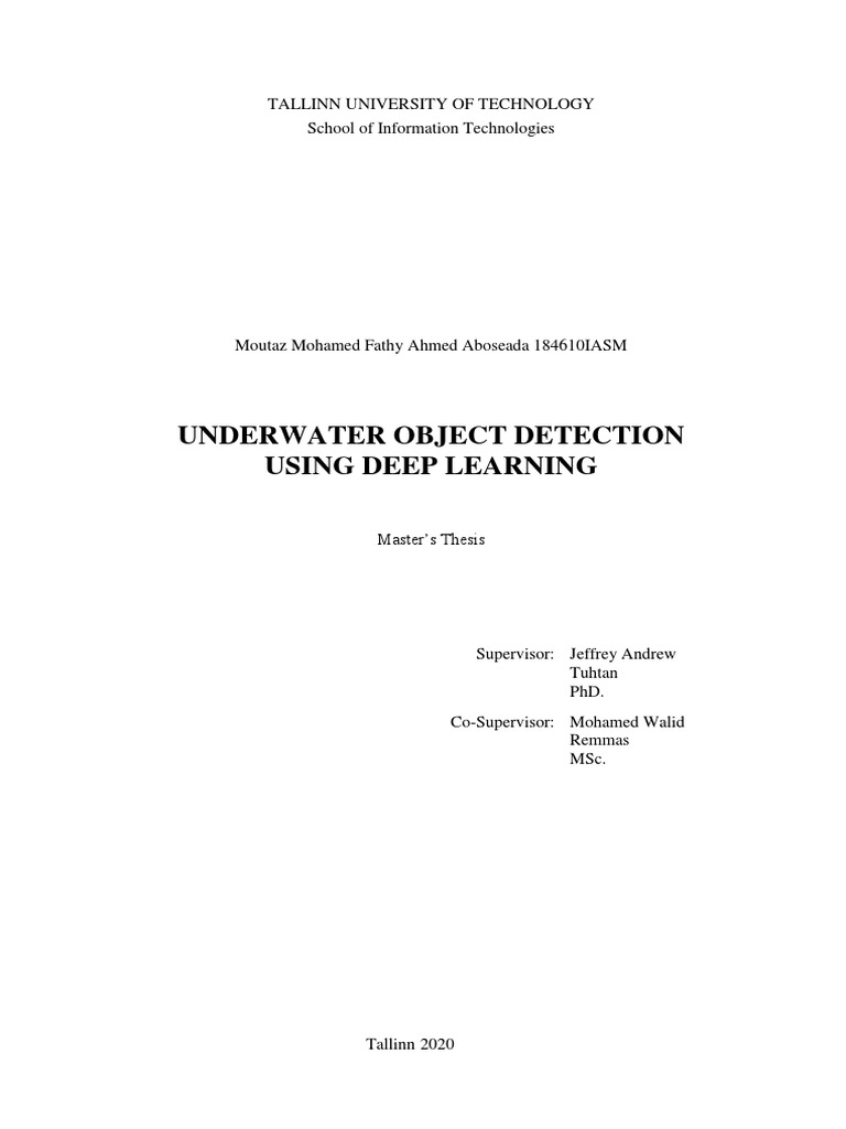 Underwater Object Detection Using Deep Learning: Tallinn University of Technology School of ...